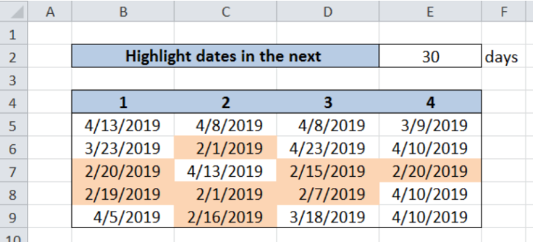 How to highlight dates in the next N days in Excel