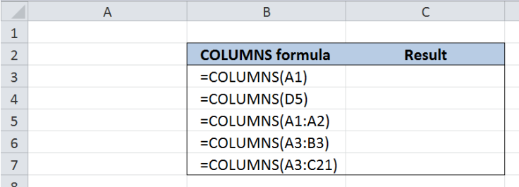 How to use the Excel COLUMNS function