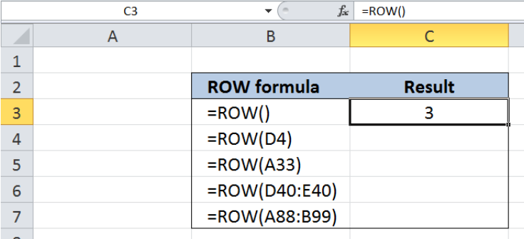 How to use the Excel ROW function