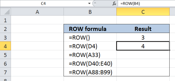 How to use the Excel ROW function