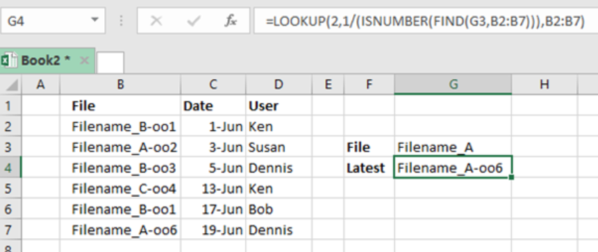 Excel formula: Lookup last file version - Excelchat