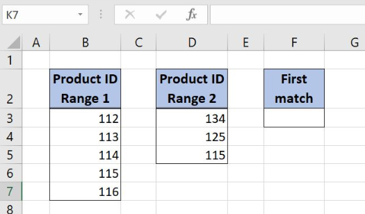 Excel formula: First match between two ranges