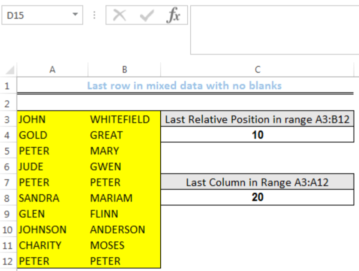Excel Formula Last Row In Mixed Data With No Blanks Excelchat