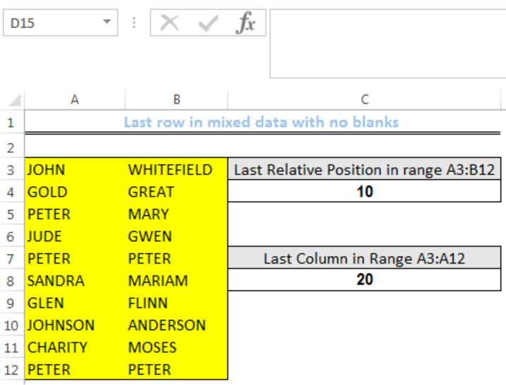 Excel formula: Last row in mixed data with no blanks - Excelchat