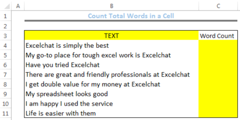 Excel formula: Count total words in a cell - Excelchat