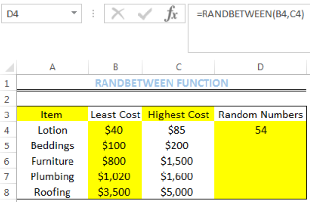 How to use the Excel RANDBETWEEN function - Excelchat