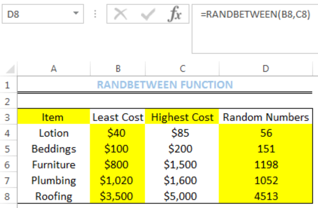 How to use the Excel RANDBETWEEN function - Excelchat