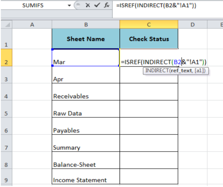 Excel formula: Worksheet name exists