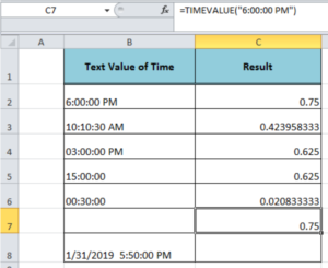 How to use the Excel TIMEVALUE to get a valid time from a text string