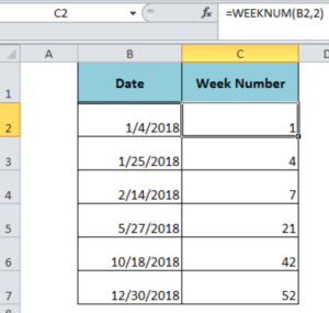 Get week number from date in Excel with WEEKNUM function