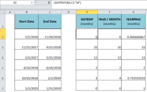Excel formula: Get months between dates
