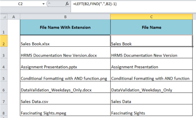 Excel Formula Remove File Extension From Filename