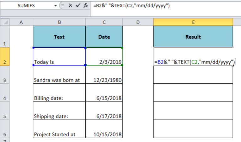 Excel formula: Join date and text in Excel