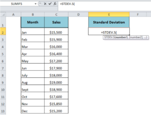 How to use the Excel STDEV.S function