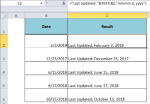 Excel formula: Last updated date stamp