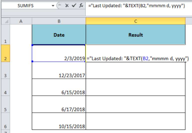 Excel formula: Last updated date stamp