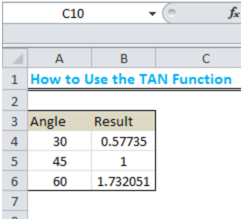 How to use the Excel TAN function - Excelchat