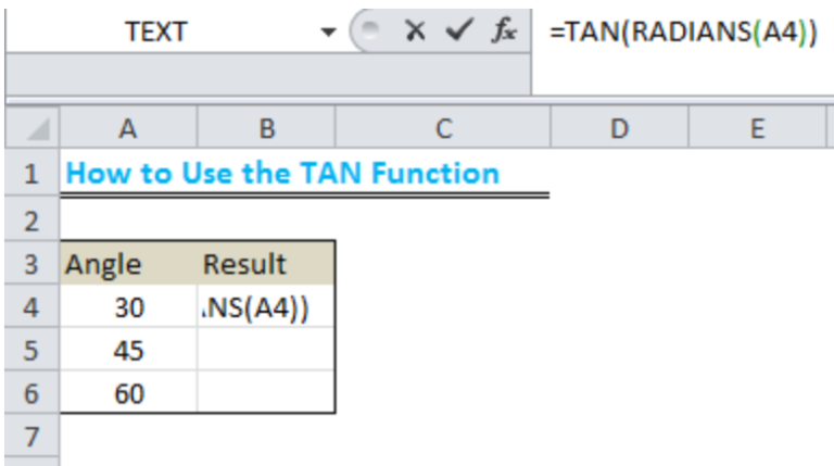 How to use the Excel TAN function - Excelchat