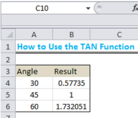 How to use the Excel TAN function - Excelchat