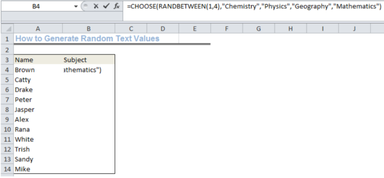 Excel Formula Random Text Values Excelchat