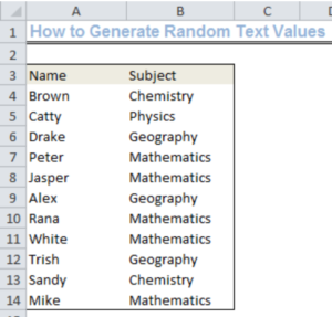 Excel formula: Random text values - Excelchat