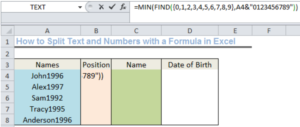 Excel formula: Split text and numbers