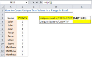 Excel formula: Count unique text values in a range