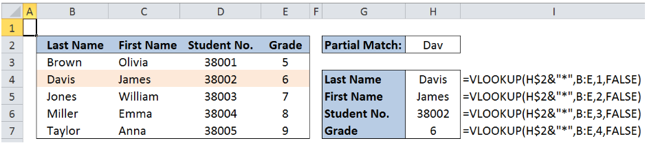 Excel formula: Partial match with VLOOKUP
