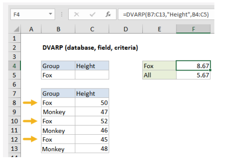 Excel DVARP Function | Excelchat