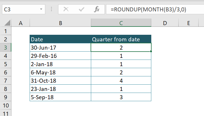 Excel Formula Get Quarter From Date Excelchat