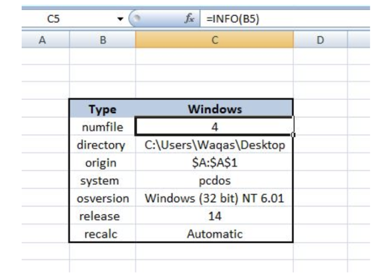 Excel Formula: How to use the Excel INFO function - Excelchat