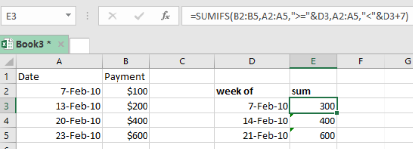 Excel formula: Sum by week