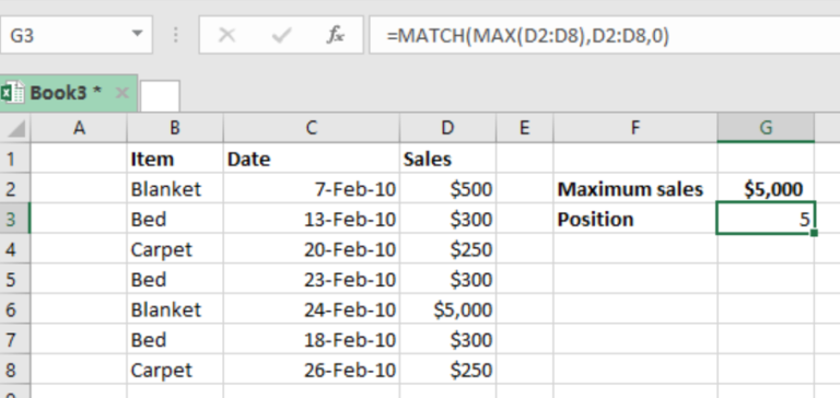 Excel formula: Position of max value in list - Excelchat