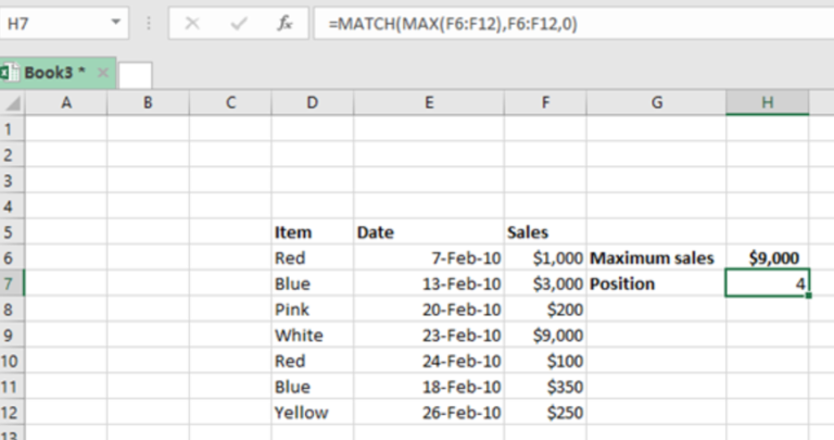 Excel formula: Position of max value in list - Excelchat