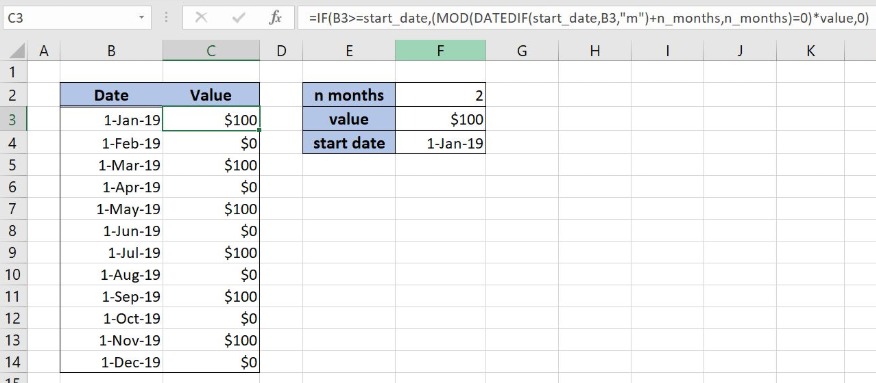 How to get fixed value every N months in Excel - Excelchat