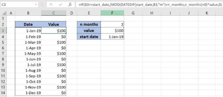 How to get fixed value every N months in Excel - Excelchat