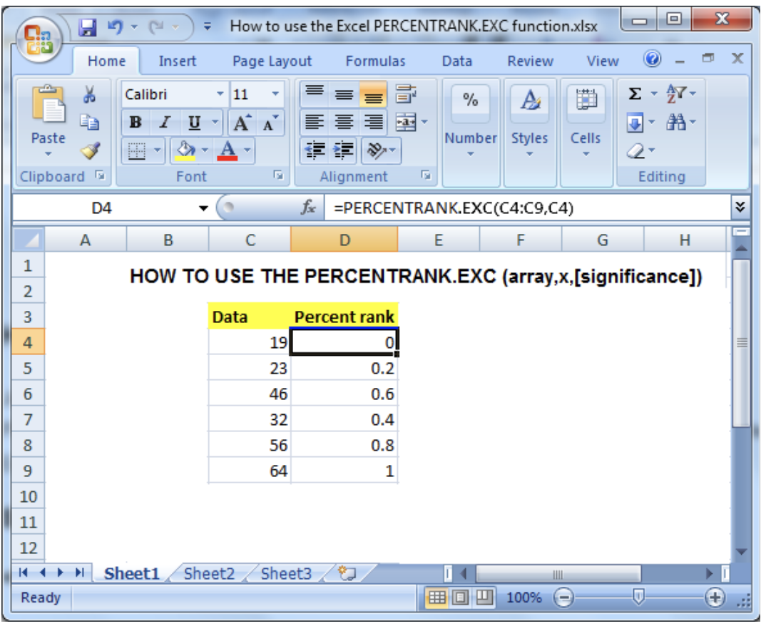 How To Use The Excel Percentrankexc Function Excelchat