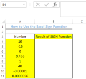 How to use the Excel SIGN function
