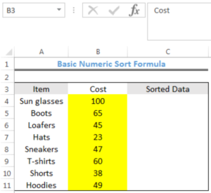 Excel formula: Basic numeric sort formula - Excelchat