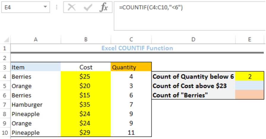 How to use the Excel COUNTIF function