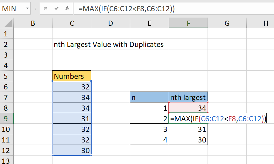 Excel formula: nth largest value with duplicates - Excelchat