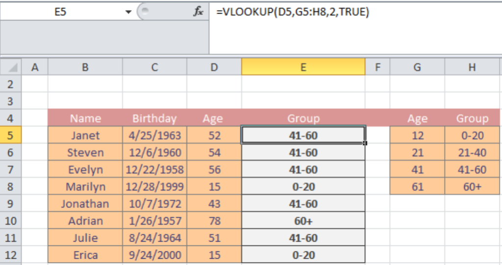 Excel formula: Group numbers with VLOOKUP - Excelchat
