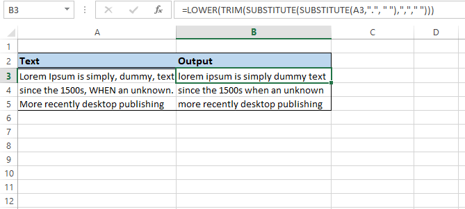 Excel formula: Normalize text