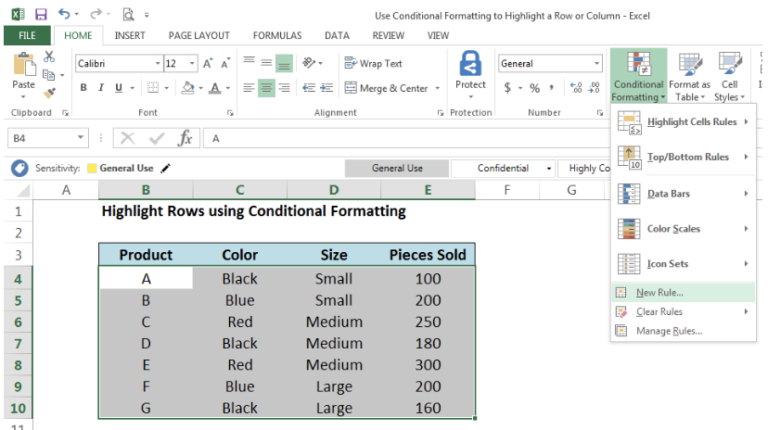 Use Conditional Formatting to Highlight a Row or Column | Excelchat