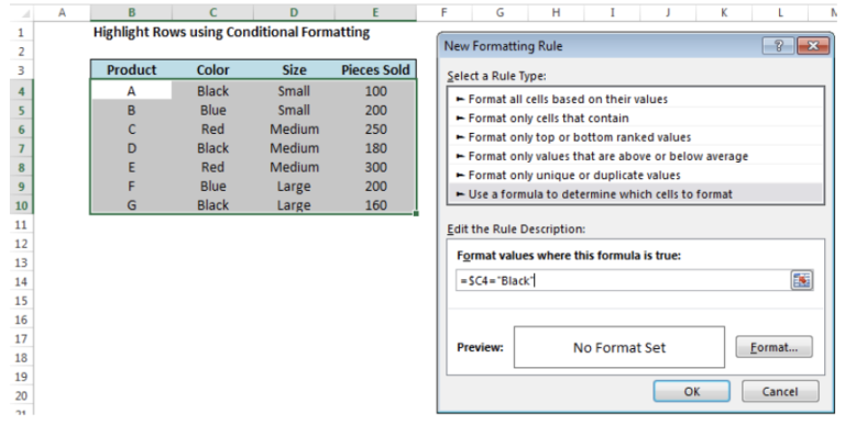 Use Conditional Formatting to Highlight a Row or Column | Excelchat