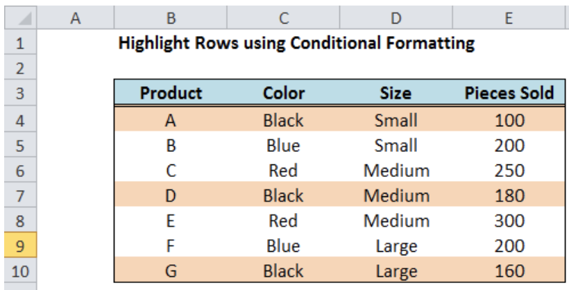 Use Conditional Formatting to Highlight a Row or Column | Excelchat