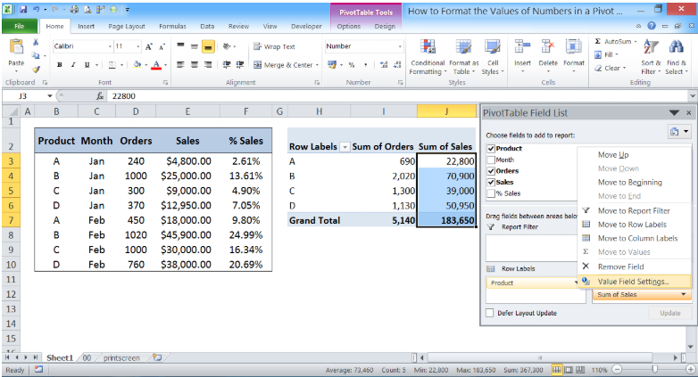 How to Format the Values of Numbers in a Pivot Table | Excelchat
