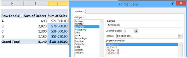 How to Format the Values of Numbers in a Pivot Table | Excelchat