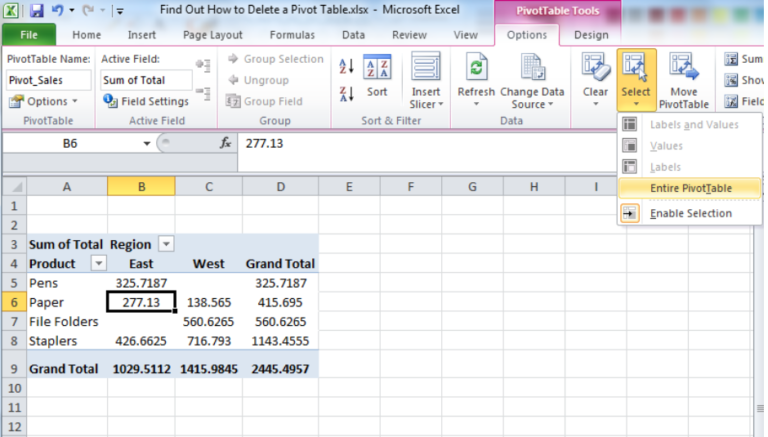 Find Out How to Delete a Pivot Table | Excelchat