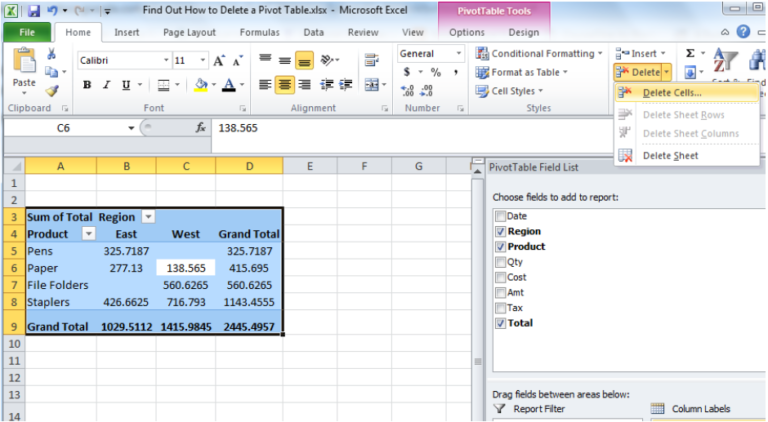 Find Out How to Delete a Pivot Table | Excelchat